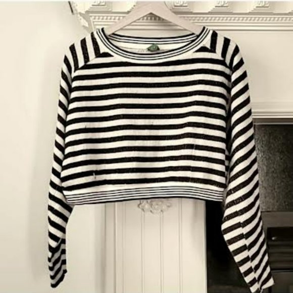 FARM Rio | Tops | Farm Rio Relax Fit Stripe Cropped Knit Shirt | Poshmark